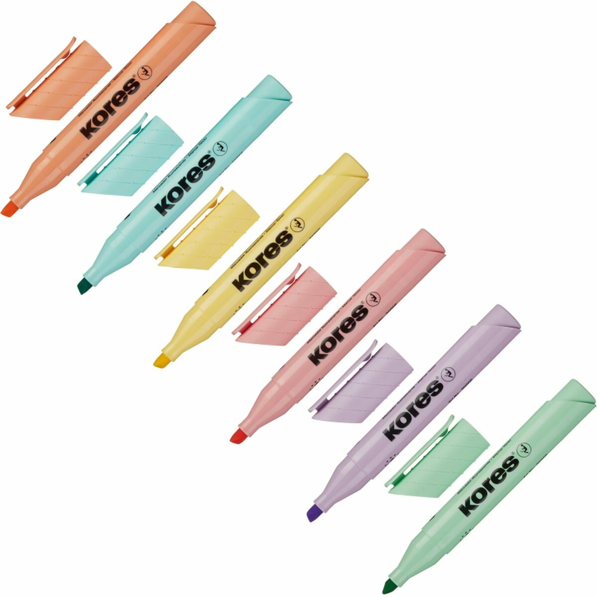 Набор маркеров-текстовыделителей Kores High Liner Plus (1-5мм, 6 цветов) 6шт, 27 уп.