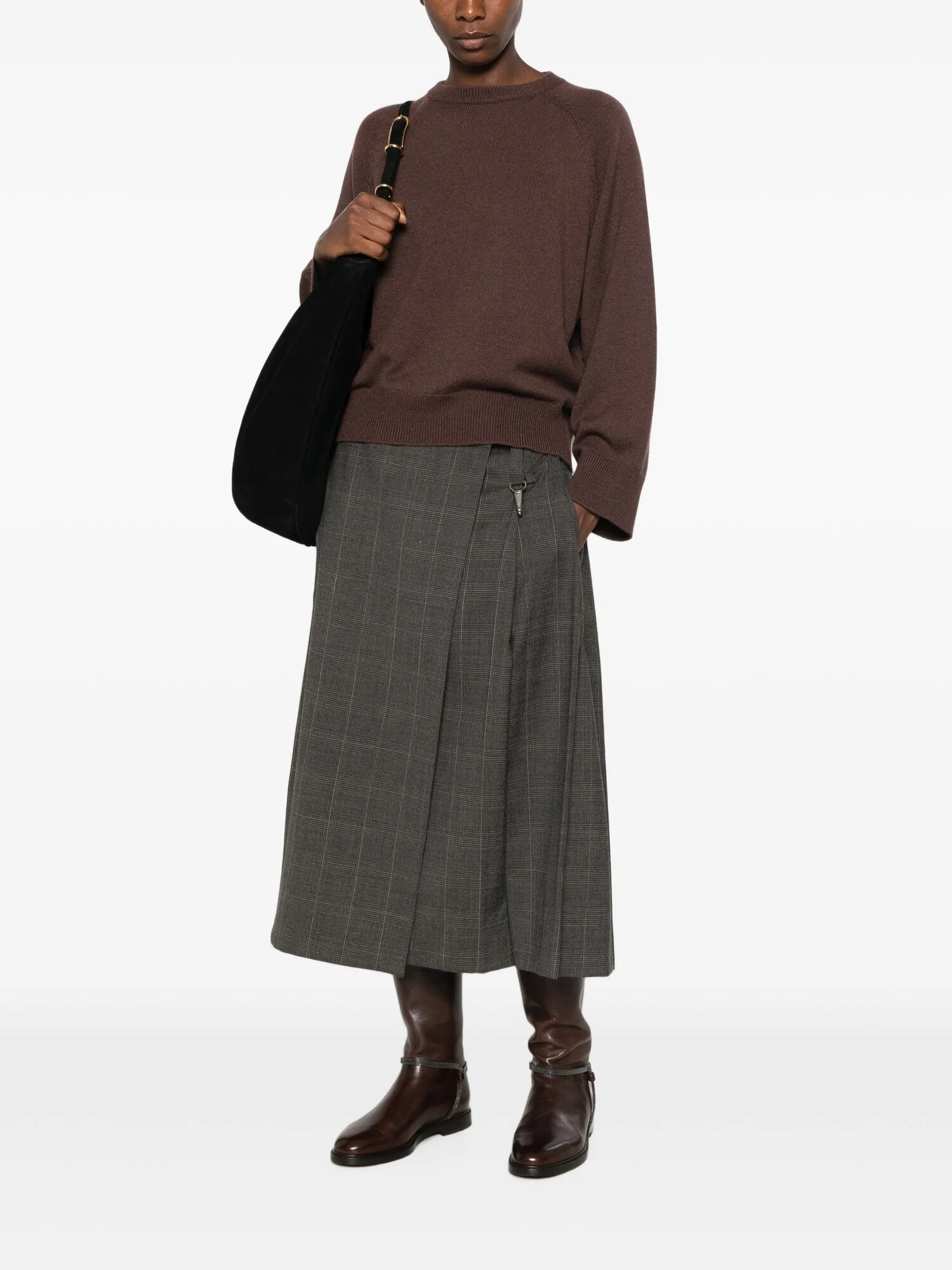 Свитер BRUNELLO CUCINELLI Raglan-sleeves sweater, размер 38, , brown — фото 1