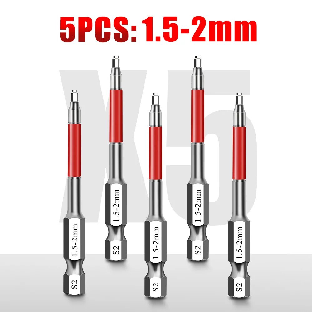 Набор магнитных бит Dinasttia S2 1/4 дюйма 65mm H1.5-H2 5pcs