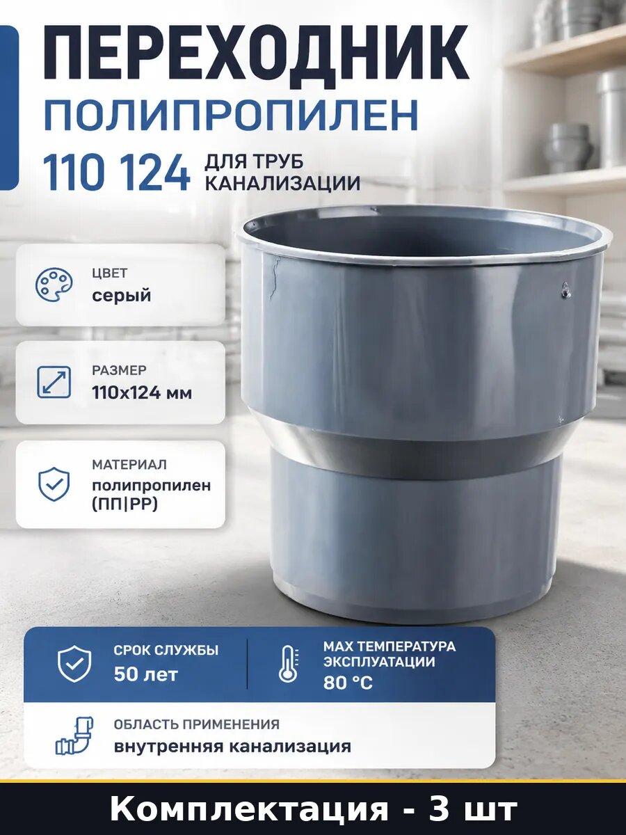 Муфта для внутренней канализации полипропилен 110 чугун 3 шт