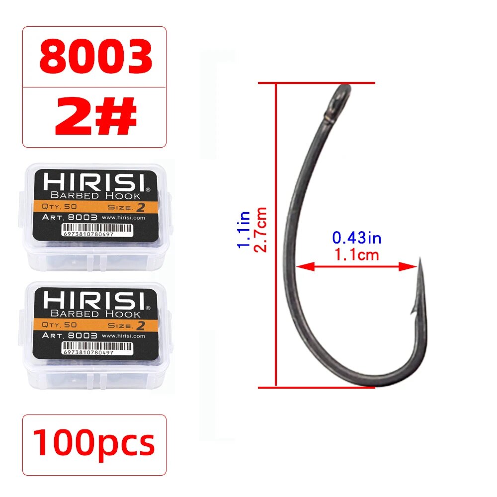 Рыболовные крючки Hirisi колючие из высокоуглеродистой стали для карпа 50/100 шт. Size 2 X100