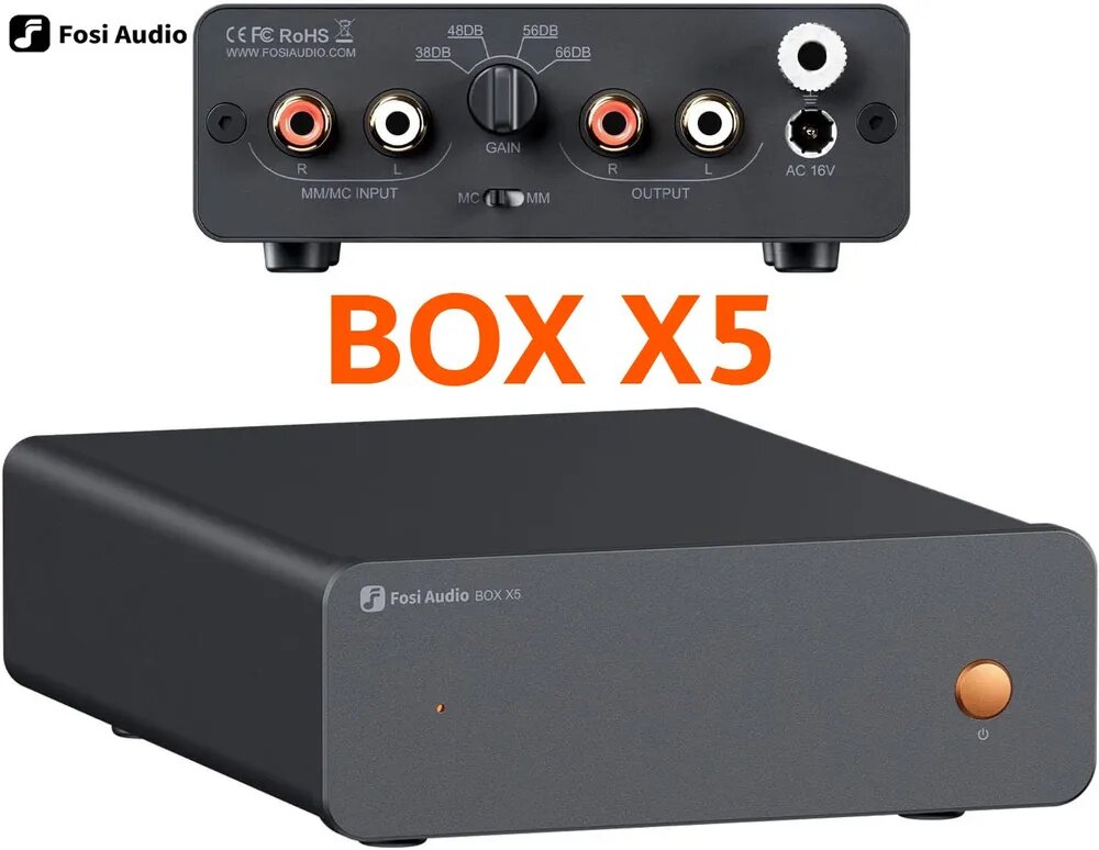 Fosi Audio BOX X5 Проигрыватель грампластинок HIFI, мини-предусилитель