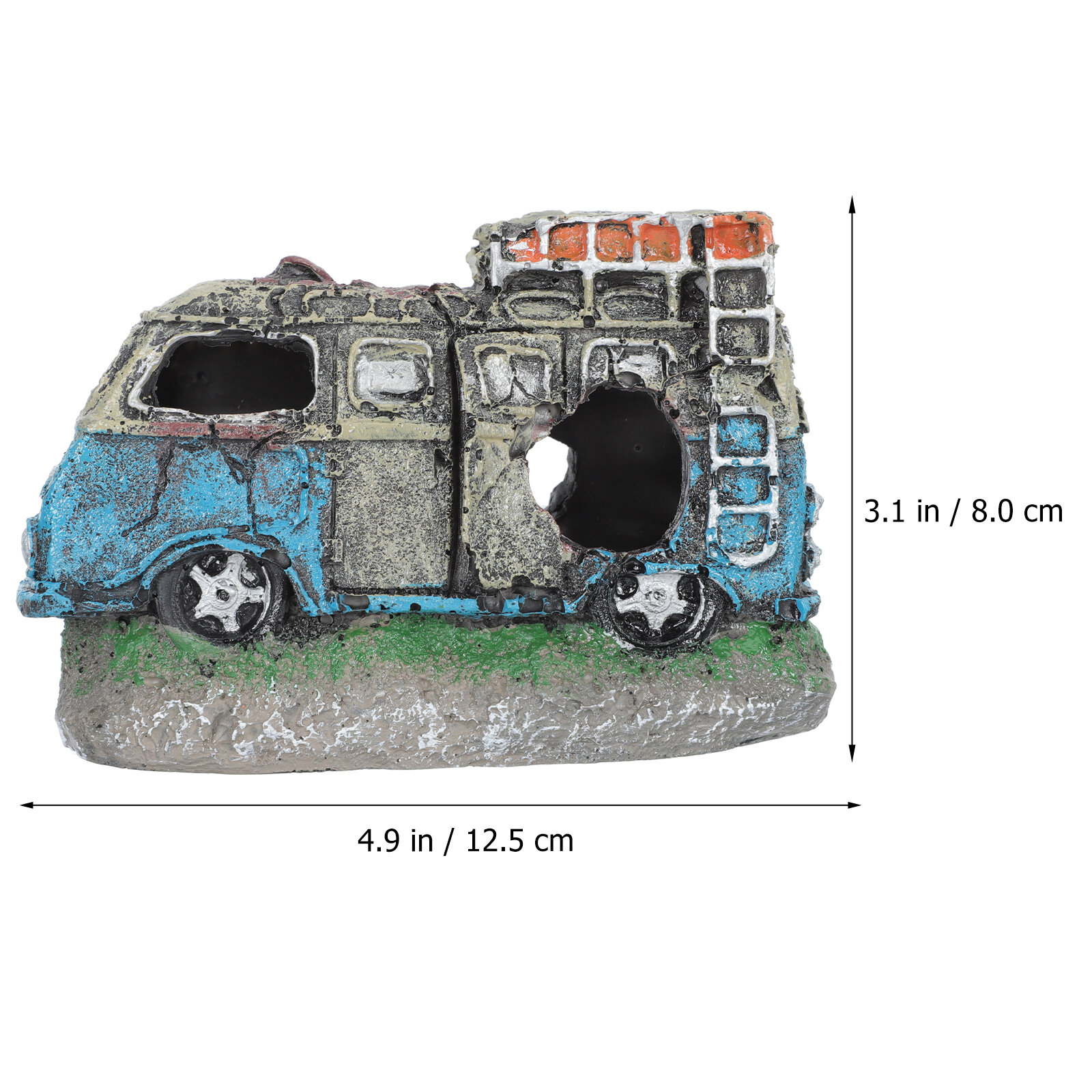 Украшение Для Аквариума В Forme Разбитой Машины Синий Цвет 12 5X8Cm
