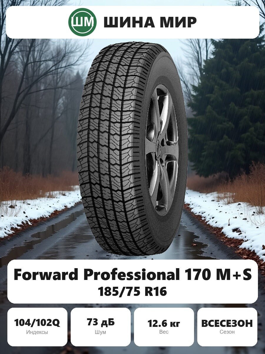 Шина Forward Professional 170 M+S 185/75 R16 104/102Q Всесезонная Нешипованная