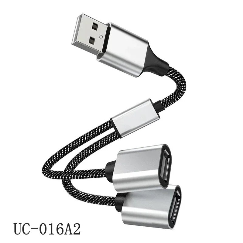 USB C разветвитель 2 USB порта, серебристый