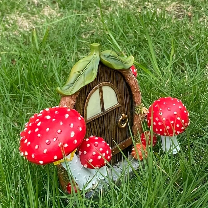 Декоративная фигурка из смолы в виде грибного домика светящаяся, подвесной декор для двери, окна, двора и сада, 1 набор (Стиль: Набор-1)