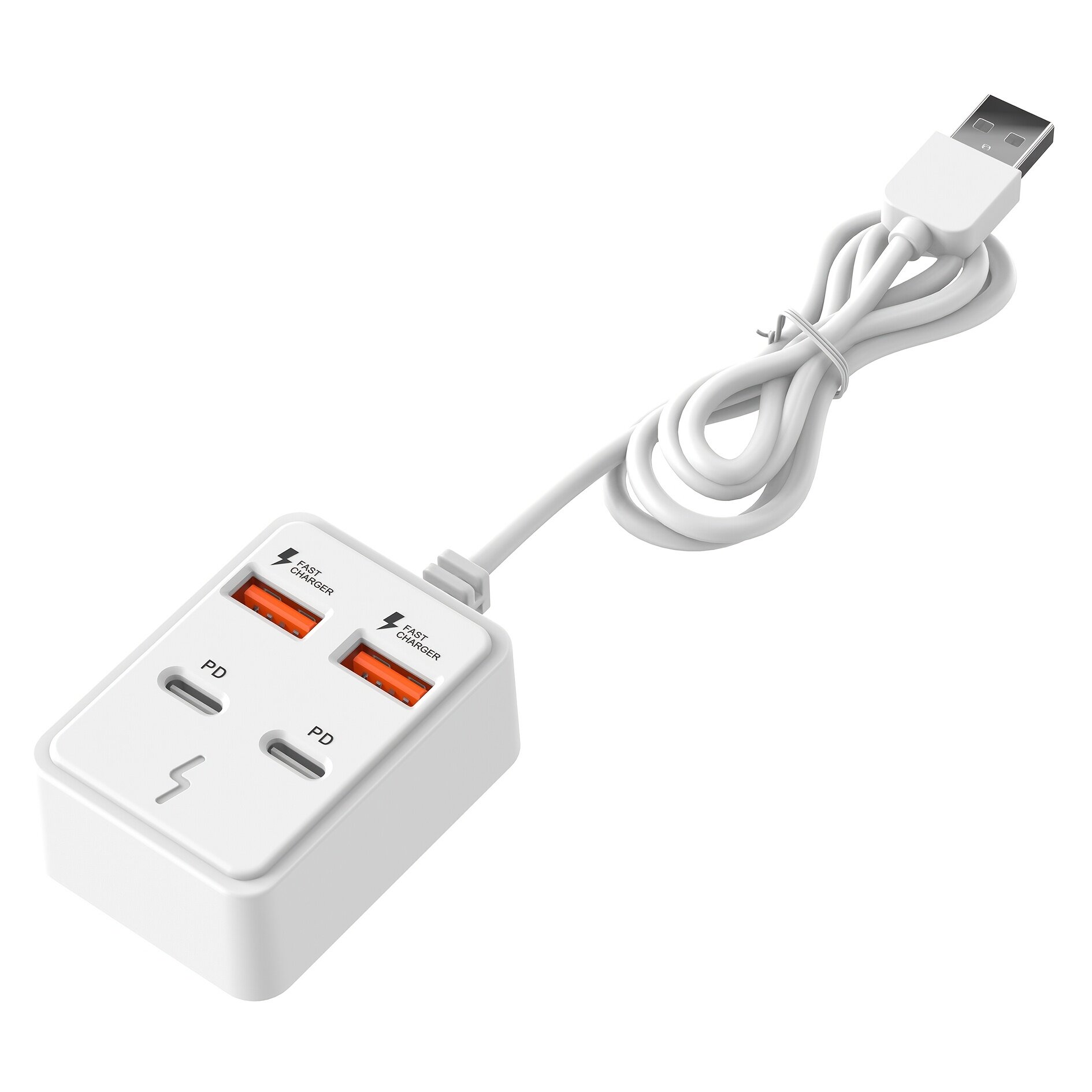Многофункциональный настольный 4-портовый зарядный хаб GaN с USB-C PD и USB-A, быстрое сетевое зарядное устройство для ноутбука, планшета и нескольких устройств, для дома и офиса