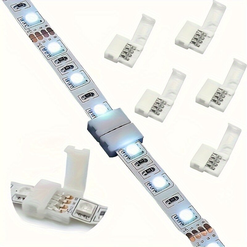 Коннектор для светодиодной ленты 4 pin 10 мм, соединитель для лент 3528/5050 SMD RGB, комплект 6 шт.