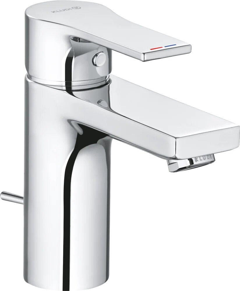 Смеситель для раковины Kludi Zenta SL 482900565 хром, глянцевый, кран для ванной в раковину, из латуни, рычажный, с керамическим картриджем, с функцией экономии расхода, с донным клапаном