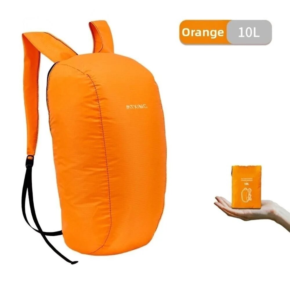 Складной рюкзак 10л, полиэстер, черный Оранжевый, Orange