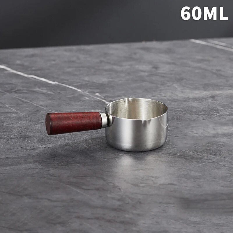 Чашка для соуса из нержавеющей стали с деревянной ручкой Серый, 60ML Silver