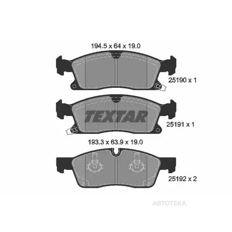 Колодки передние JEEP Grand Cherokee IV 2010->/MB GL(X166)/ML(W166) TEXTAR 2519002 TEXTAR 2519002