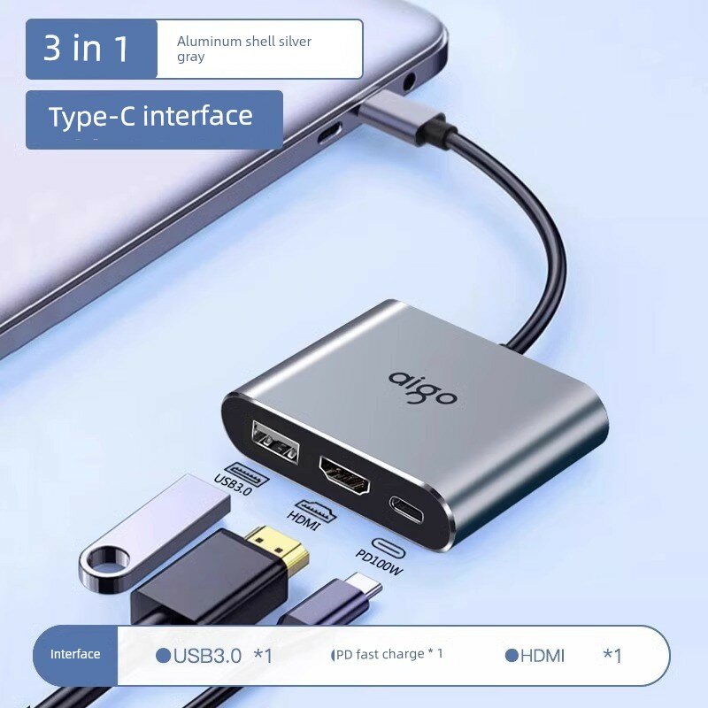 15 см тип-с кабельный USB 3.0 хаб (3 в 1) с 1 портом USB 3.0, PD быстрой зарядкой, HDMI выходом 4K/30Гц поддержка для