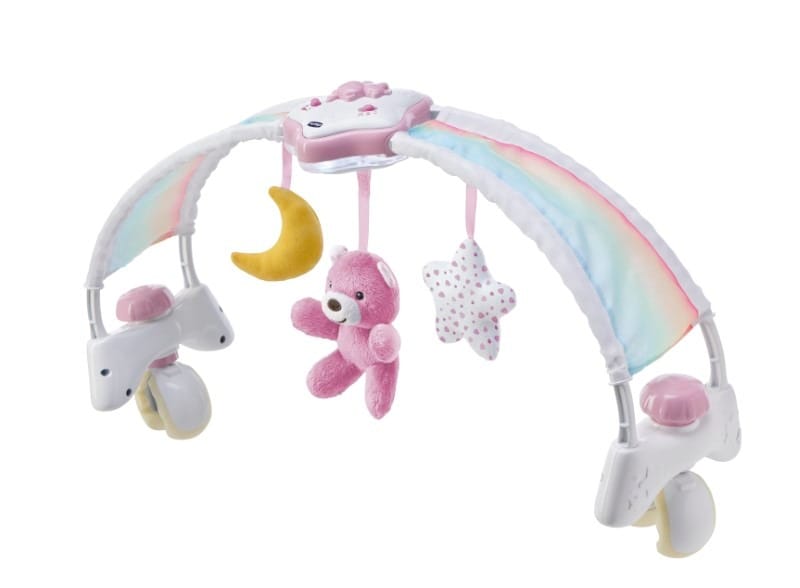 Мобиль Chicco First Dreams, Панель Rainbow Sky, ночник с музыкой, успокоитель, розовый, для детей
