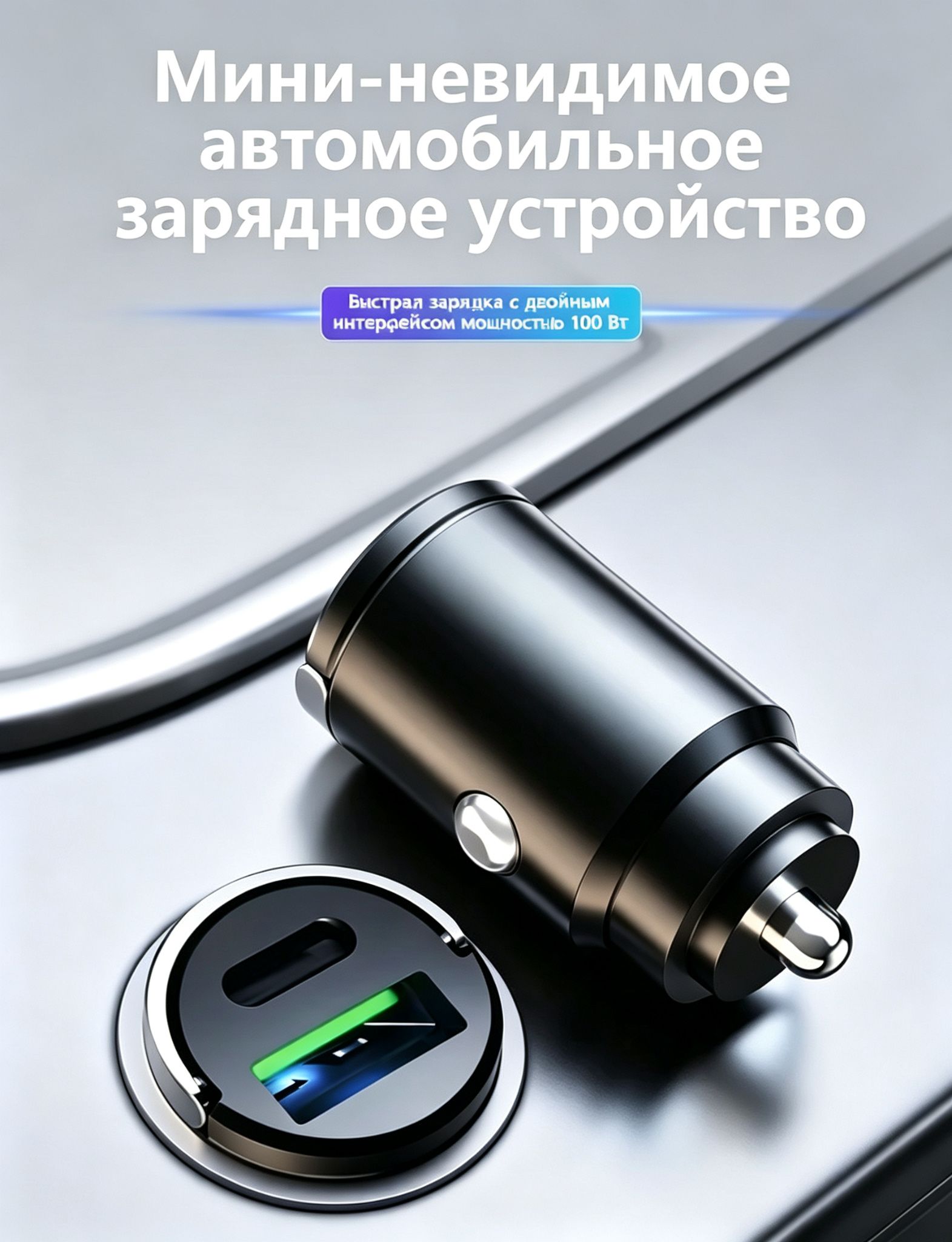 Гнездо прикуривателя, автомобильное зарядное устройство из алюминиевого сплава, с цифровым вольтметром, автозапчасти