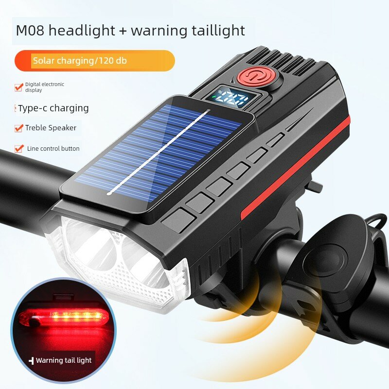 M08 Солнечная и USB двойная зарядка передний фонарь с задним фонарём M05, 350 люменов, 6-часовая автономность, красный