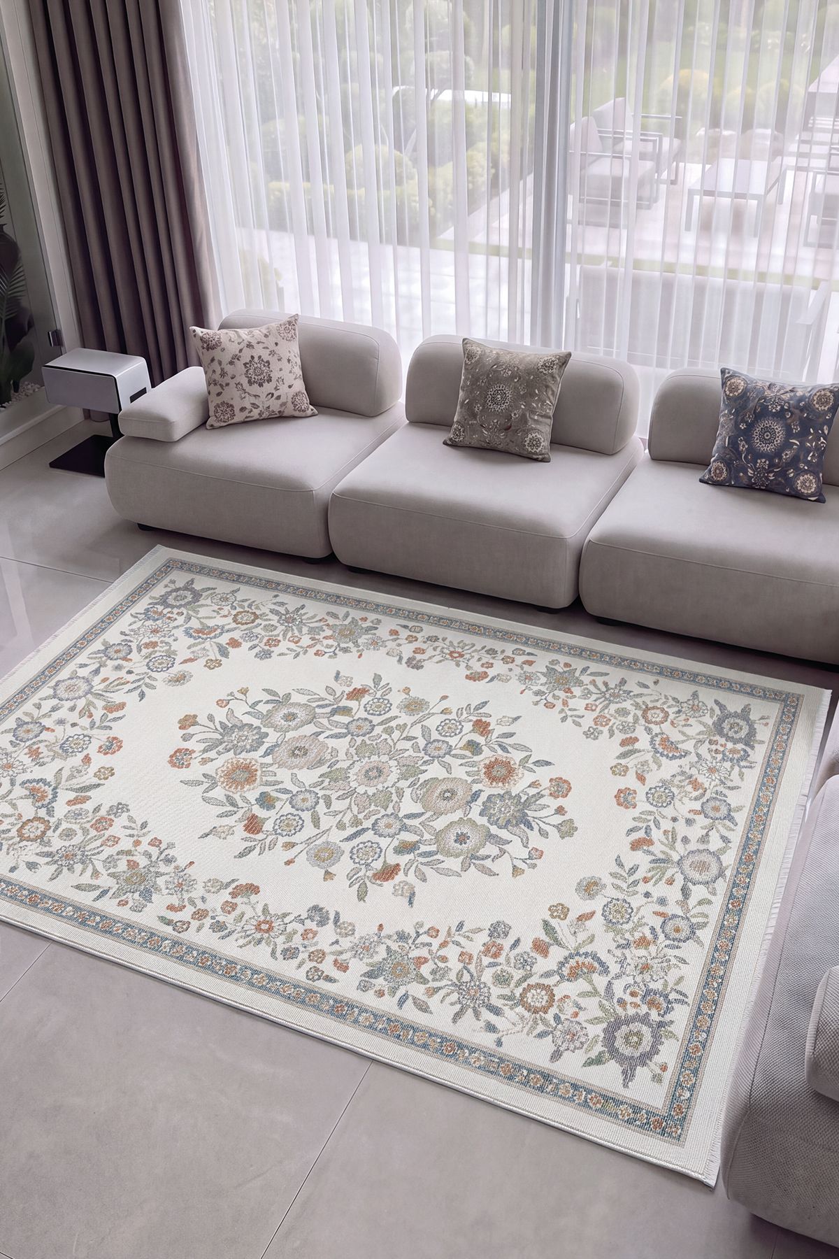 Ковер Cool Hal Floor 10 винтажный 120x180 см Жемчужная полынь (кремовый, серый, зеленый)
