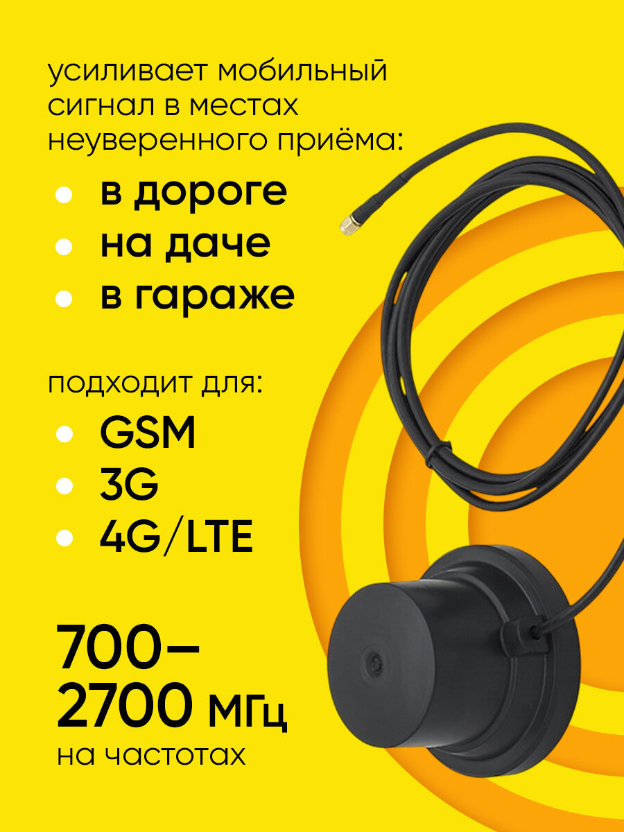 Антенна KROKS KC3-700 2700M для терминалов, усилитель сигнала мобильной связи и интернета для дома и офиса, репитер сети