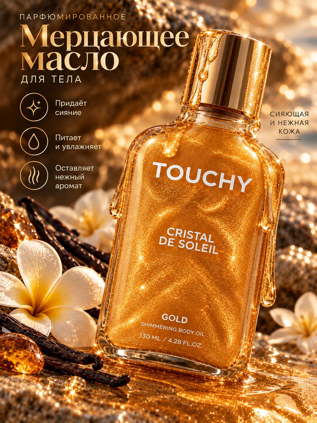 Масло для тела TOUCHY, увлажняющие с шиммером
