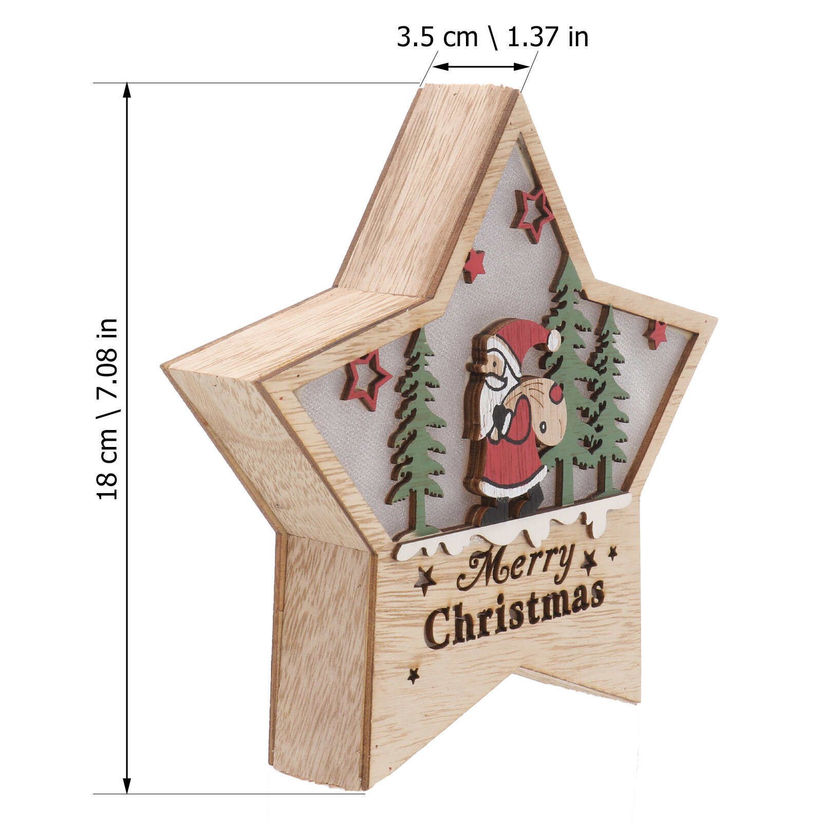 Christmas Glow Wood Decoration Светящееся Убранство Для Стола Из Премиальной Древесины 22x22x4 Cm
