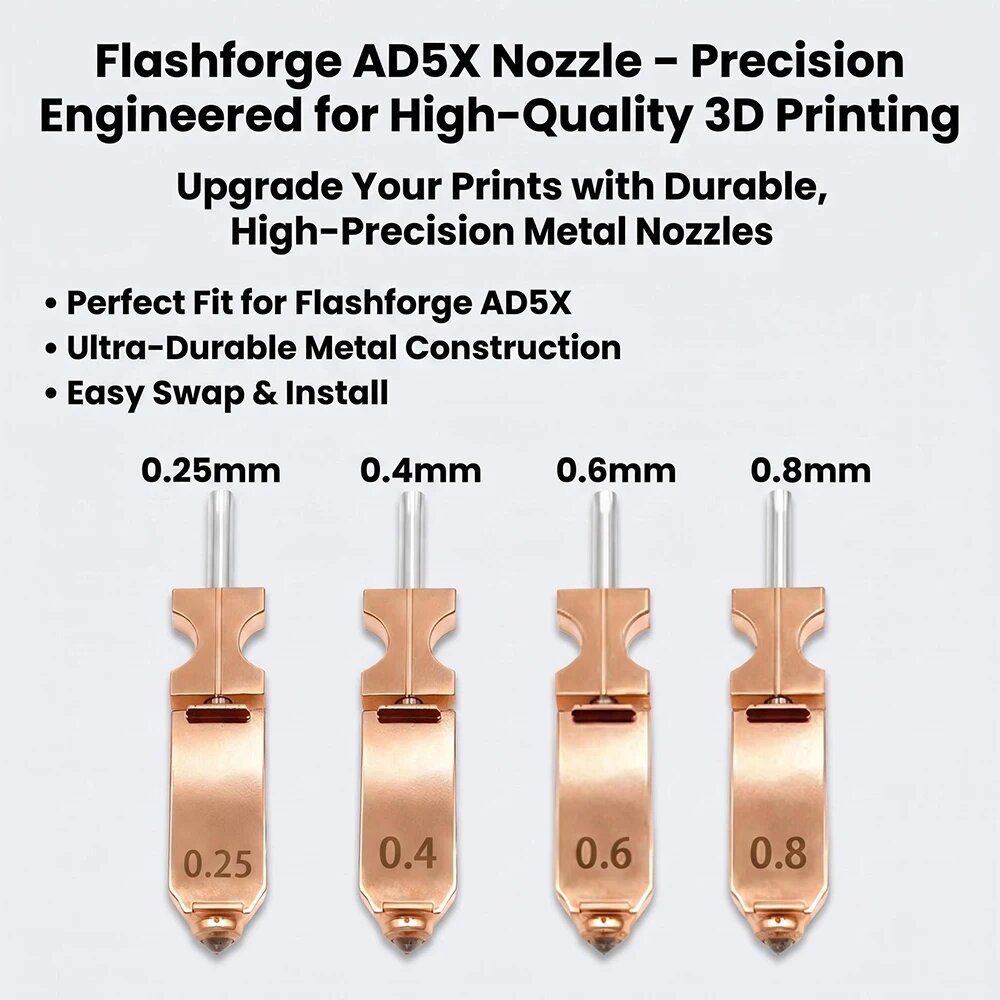 Сменные сопла Flashforge AD5X 0.4, 0.6, 0.25, 0.8 мм — фото 1