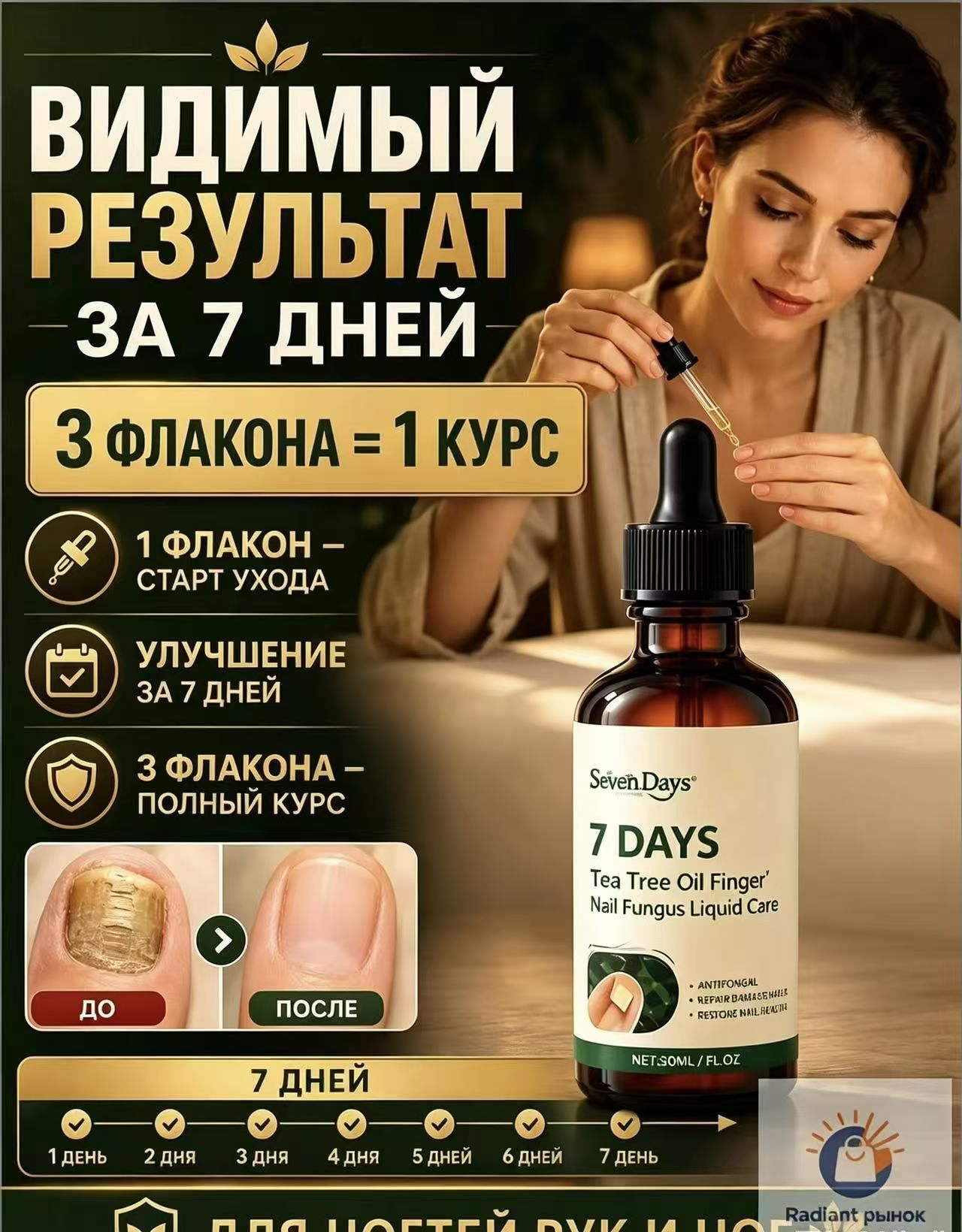 7 Days Tea Tree Ginger Nail Fungus Liquid Care средство от грибка ногтей