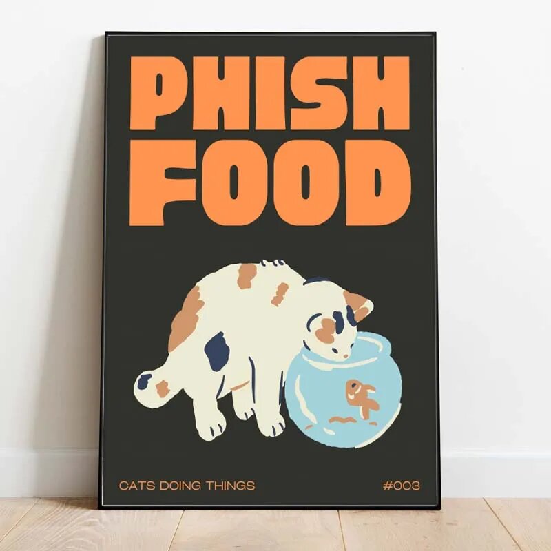 Принт на стену "Phish Food. Коты" 20x30см, черный