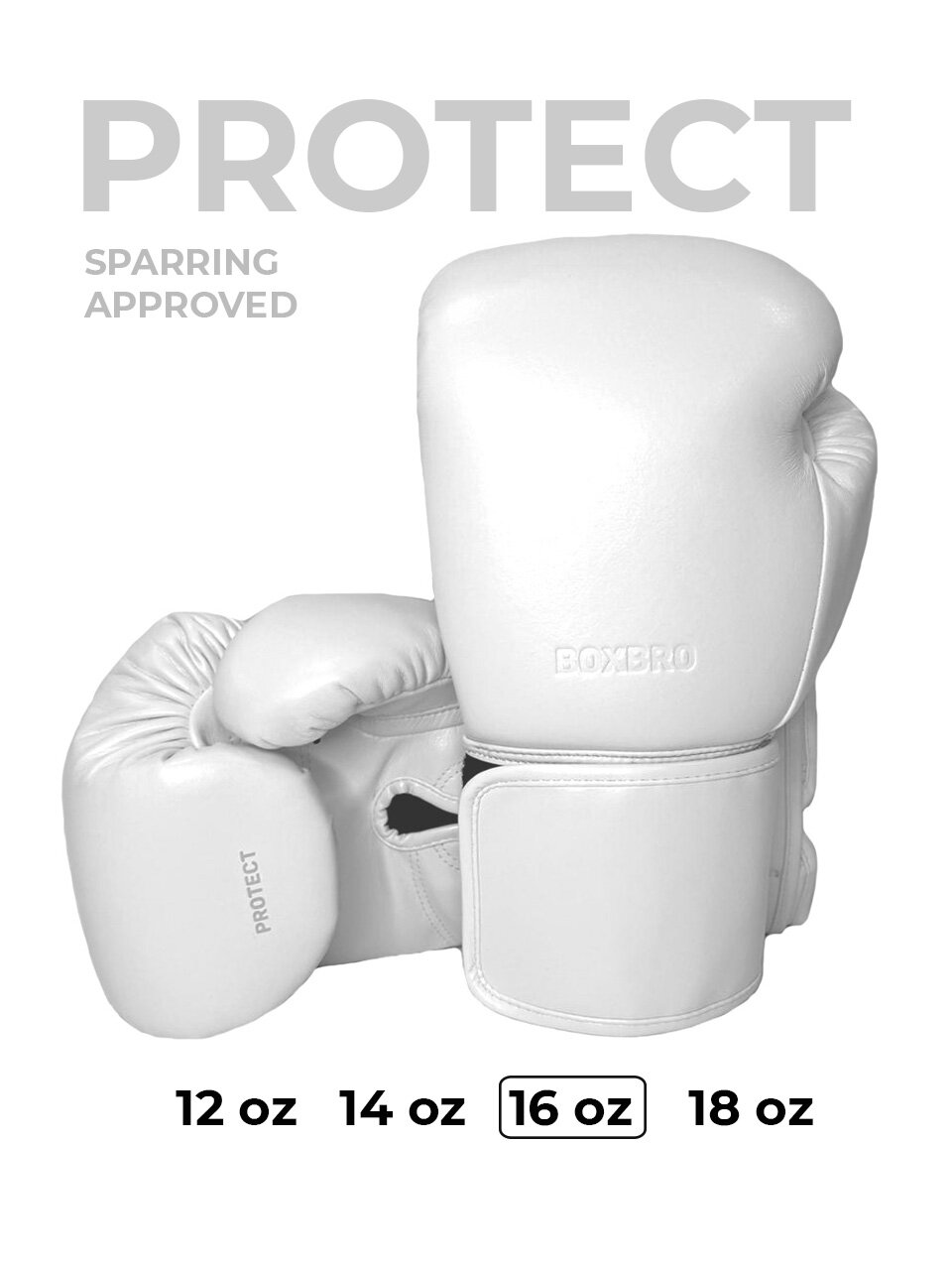 Перчатки боксерские BOXBRO protect белые 16 унций