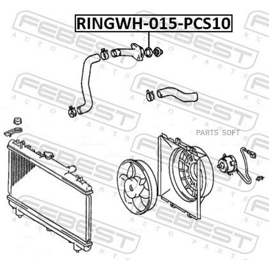 Прокладка термостата Toyota, Honda (10 шт. в упаковке, цена за 1шт.) \ FEBEST RINGWH-015-PCS10 FEBEST RINGWH015PCS10 | цена за 1 шт