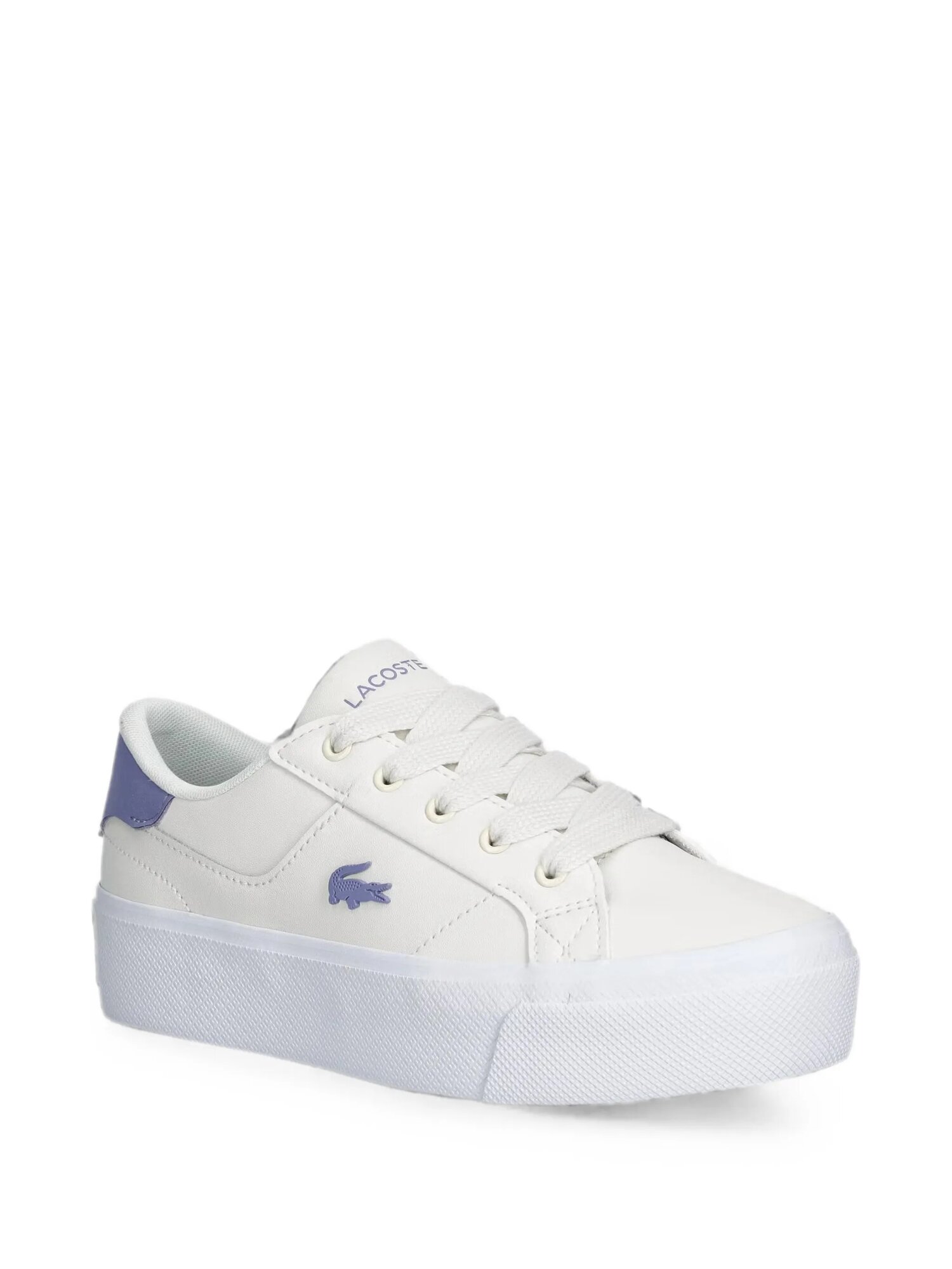 Кроссовки LACOSTE Logo-patch platform sneakers, размер 41 EU, бежевый/белый — фото 1