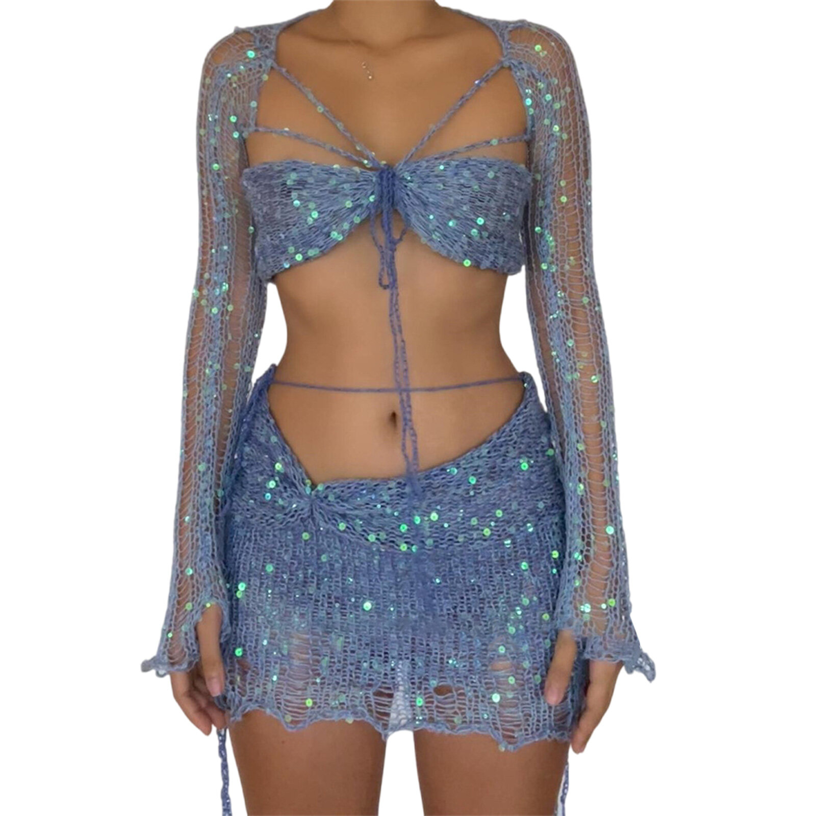 Стильные женские сверкающие блестки Loungewear пляж трубки