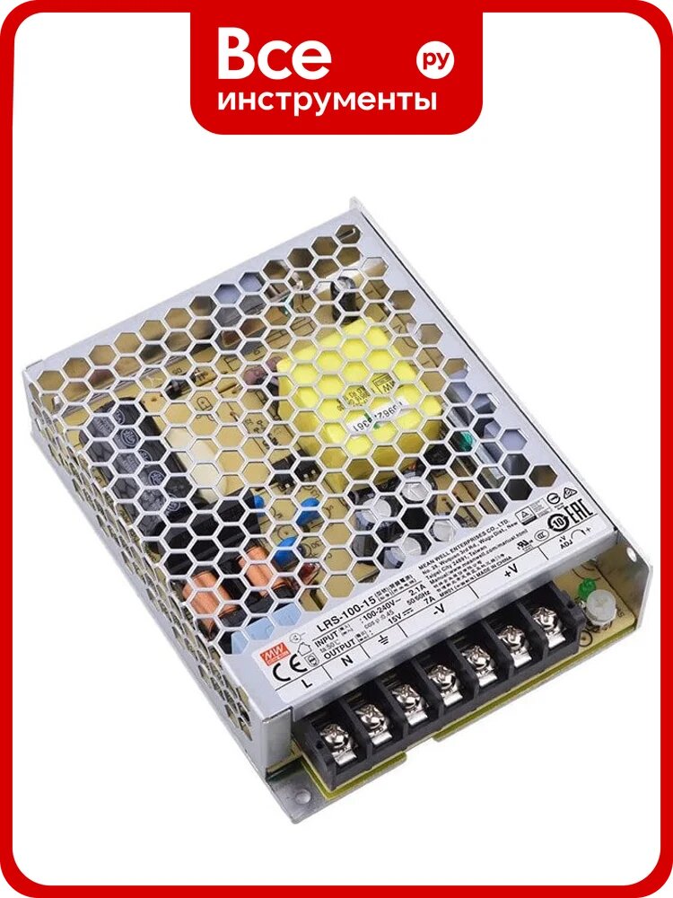 Источник питания Mean Well LRS-100-15, 15 В, 7 А, 105 Вт, 30 мм