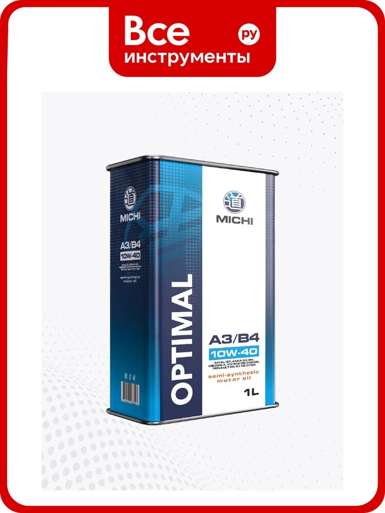 Моторное масло Michi OPTIMAL 10W-40 А3/B4, канистра 1л 4637318