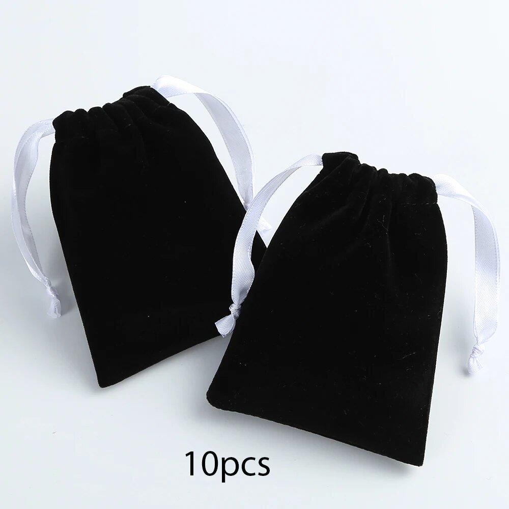 10 шт. розовые бархатные мешочки для украшений Weikende 8x10cm, black 10pcs
