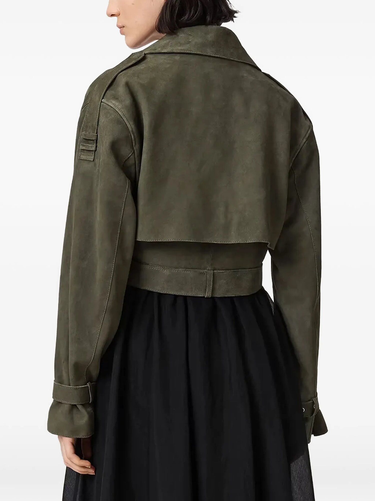 Куртка AllSaints Ophelia cropped suede jacket, размер 42 — фото 1