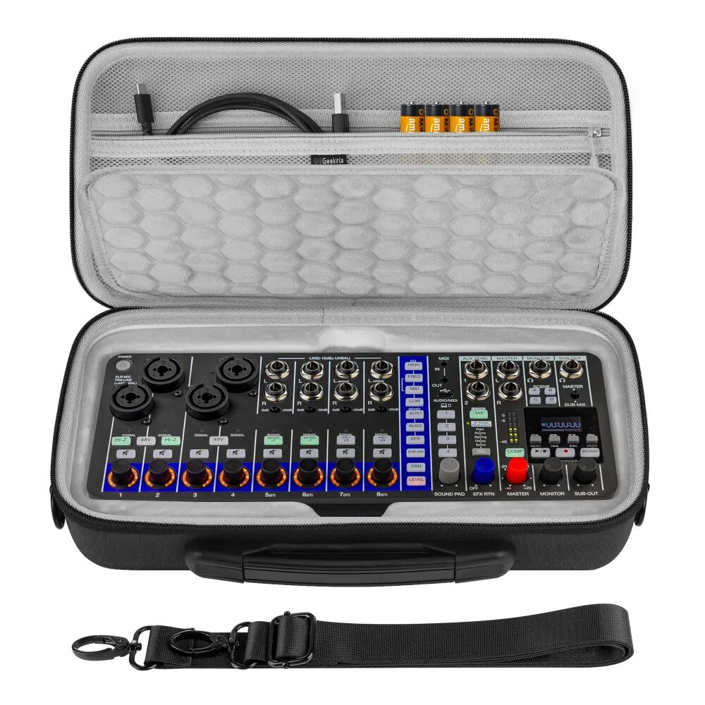 Жесткий дорожный футляр GEEKRIA, совместимый с цифровым микшером Zoom LiveTrak L6max / L6max сумка для переноски аудиомикшера (темно-серый)
