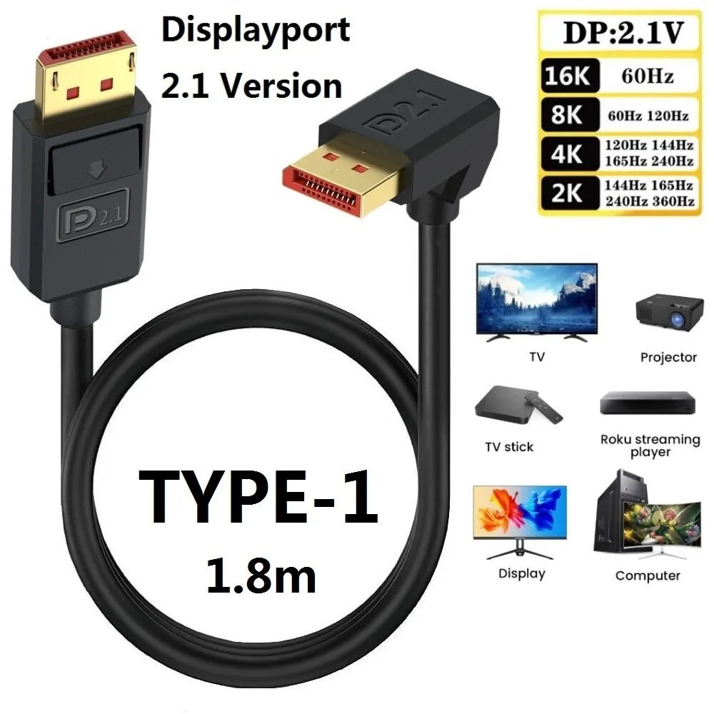 PENGQIAO Аудиокабель DisplayPort/DisplayPort, 1.8 м, черный матовый