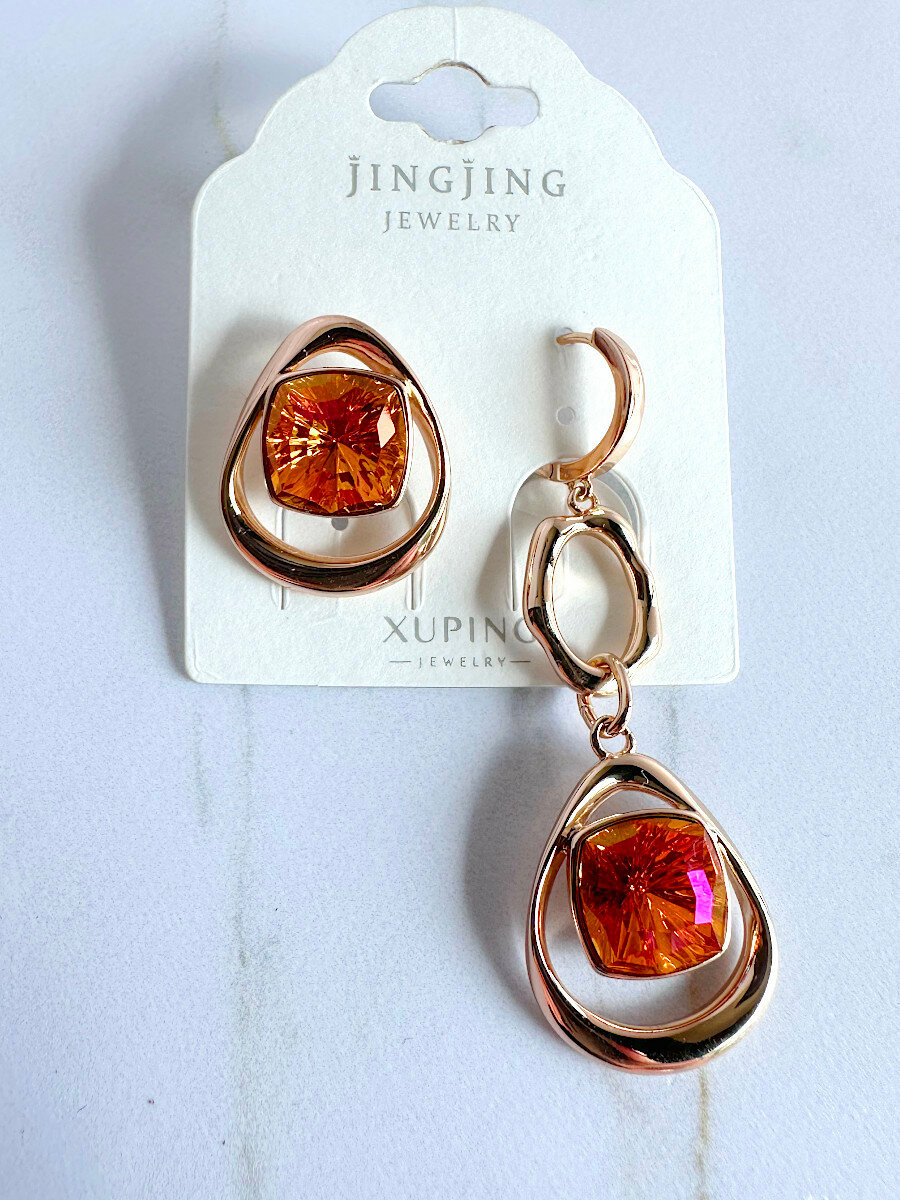 Серьги с подвесками, кристаллы Swarovski