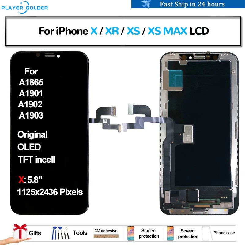 Оригинальный ЖК-дисплей для iPhone X XR XS MAX Pantalla, сенсорная панель, дигитайзер X Original