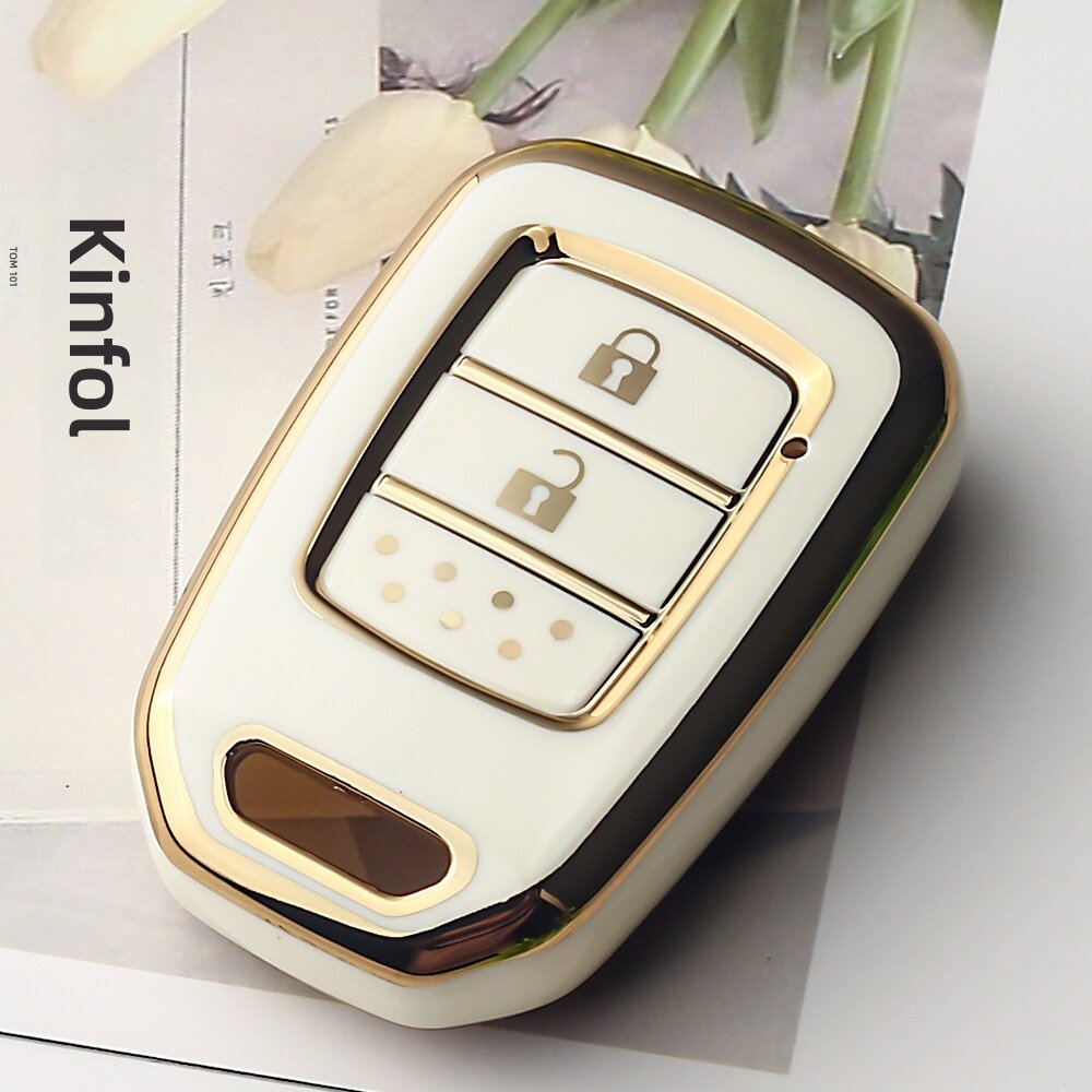 Чехол для ключа автомобиля TPU, 2 кнопки, белый, для Honda Accord CR-V FIT XRV VEZEL CITY JAZZ CIVIC HRV FRV