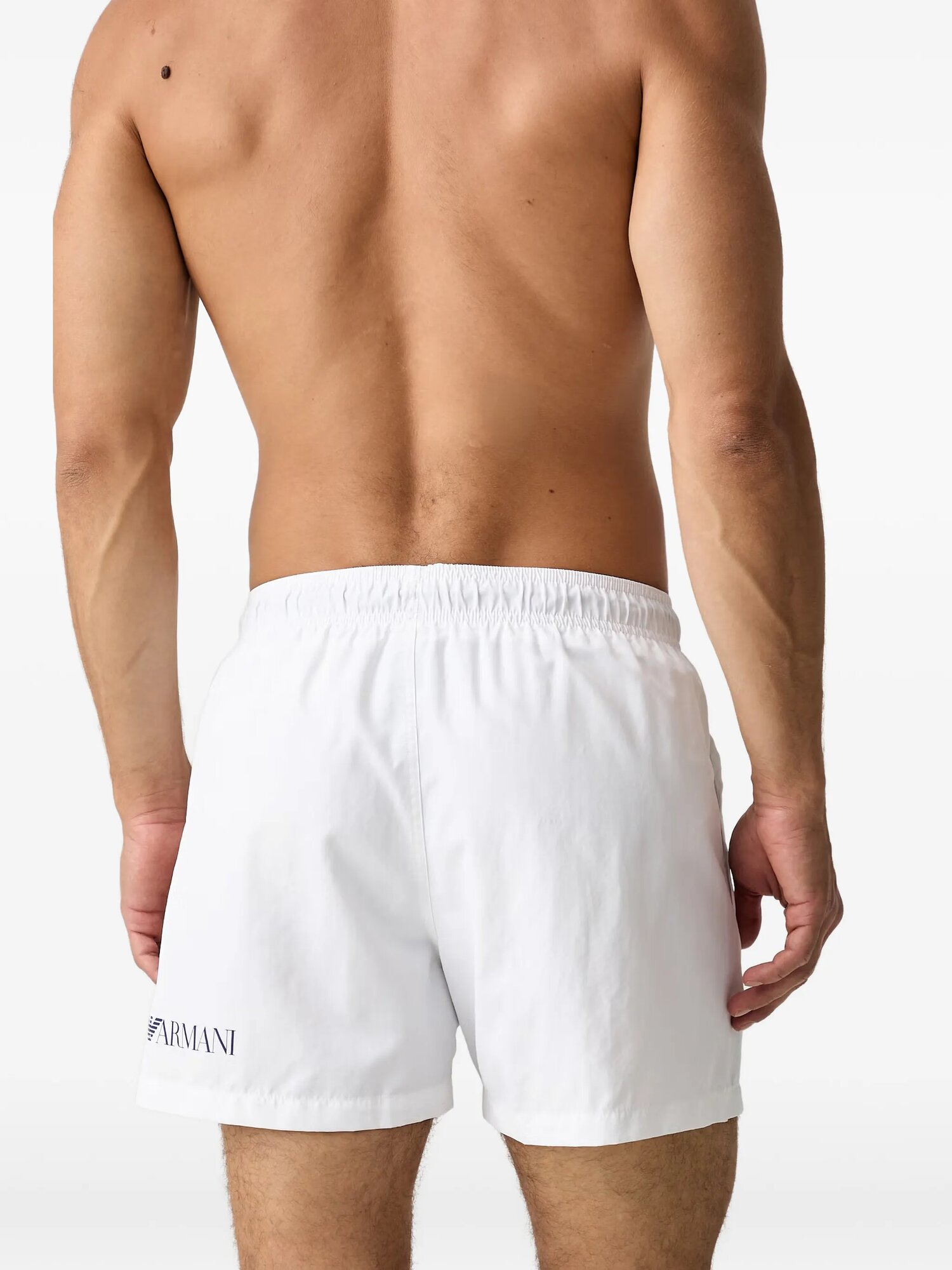 Шорты для плавания EA7 EMPORIO ARMANI Logo-print drawstring swim shorts, размер 48, бежевый/белый — фото 1