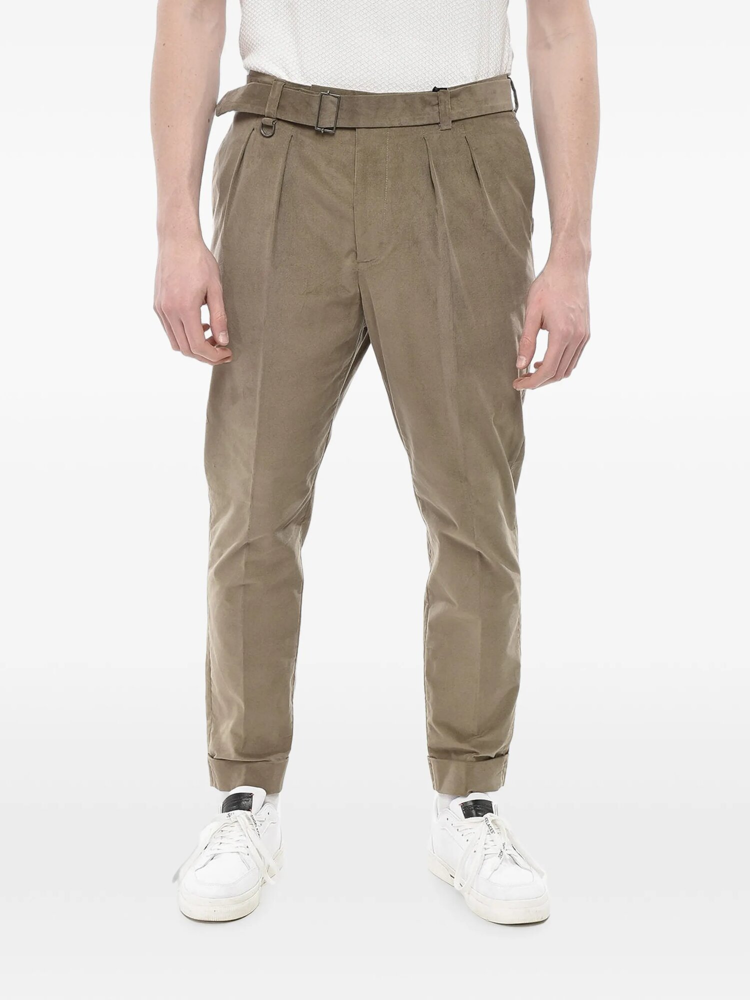 Брюки Corduroy-texture pleated cotton trousers