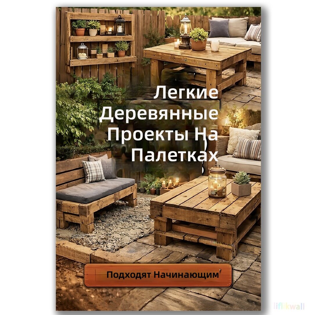 План проекта по деревообработке для начинающих, 5.5 x 8.3 дюйма, цветной, с пошаговыми чертежами и шаблонами