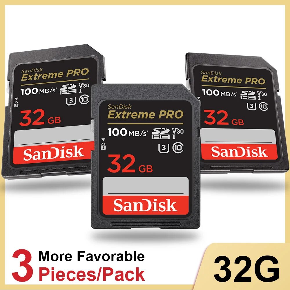 SanDisk Extreme PRO SD карта памяти 2TB 1TB 512G 256G 128G 64G 32G для камеры 32GB 100MBs-3PCS