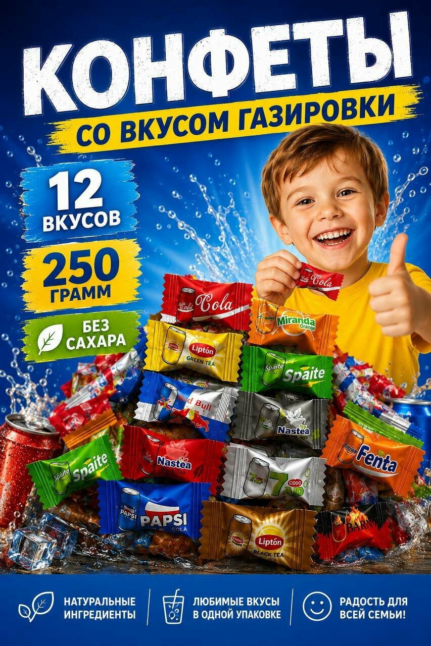 Конфеты освежающие со скусом газировки, 250г