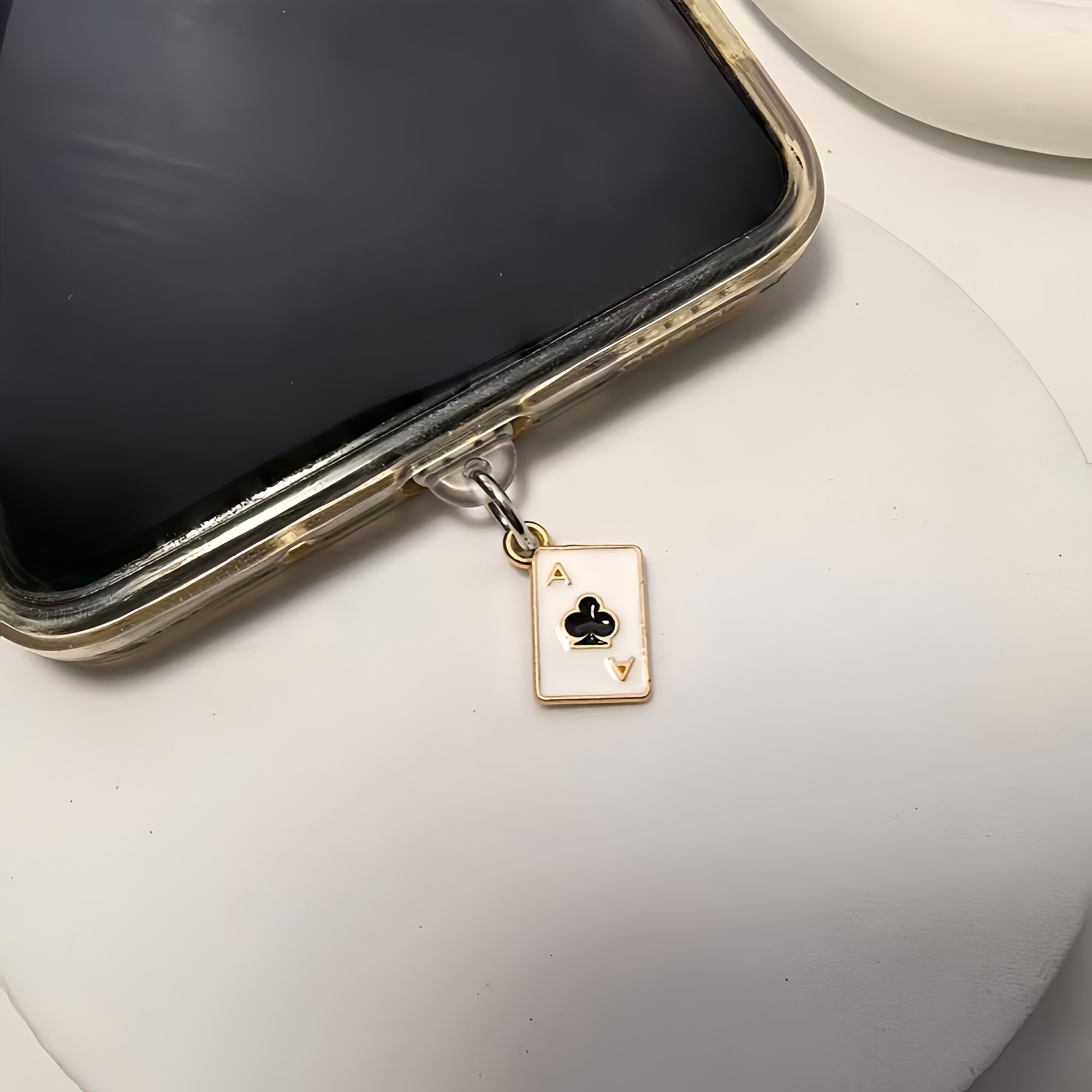 Заглушка для телефона-подвеска с символом туз треф, металлическая, для iPhone 5-14