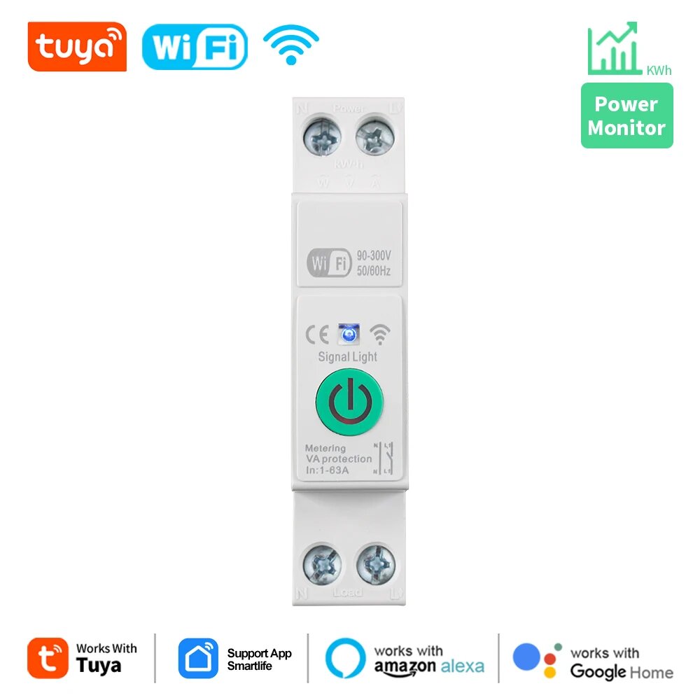 Tuya WiFi автоматический выключатель 1-63A