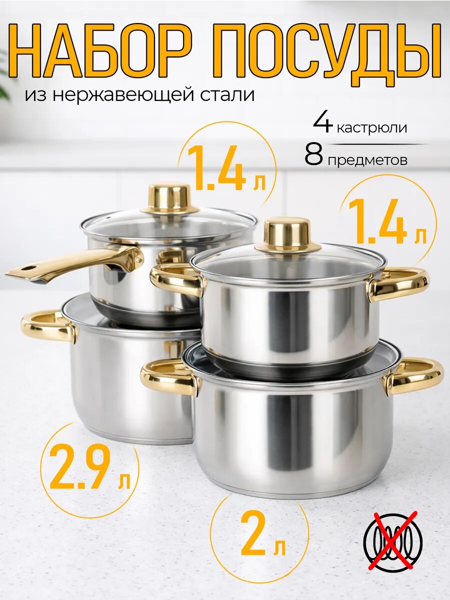 Набор посуды для плиты 8 предметов