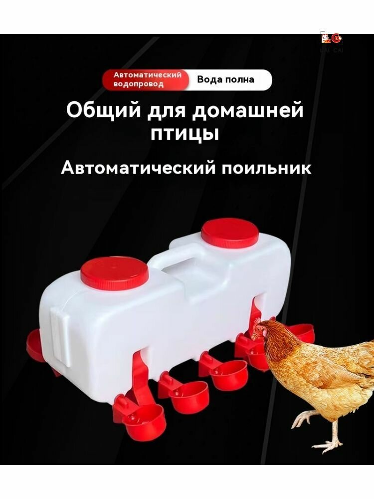 Поилка для кур, в комплект входят бочки и чаши, подходит для ферм и курятников Ведро объемом 10 литров + 10 поилок