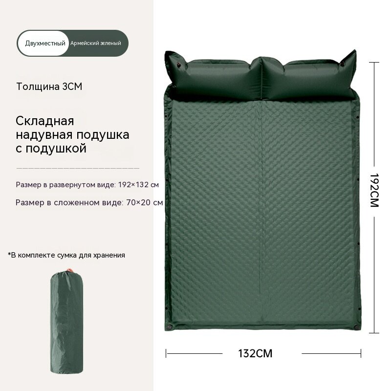 Коврик самонадувающийся Naturehike D Series Automatic Inflatable Sleep Cushion Double 6cm Navy Green